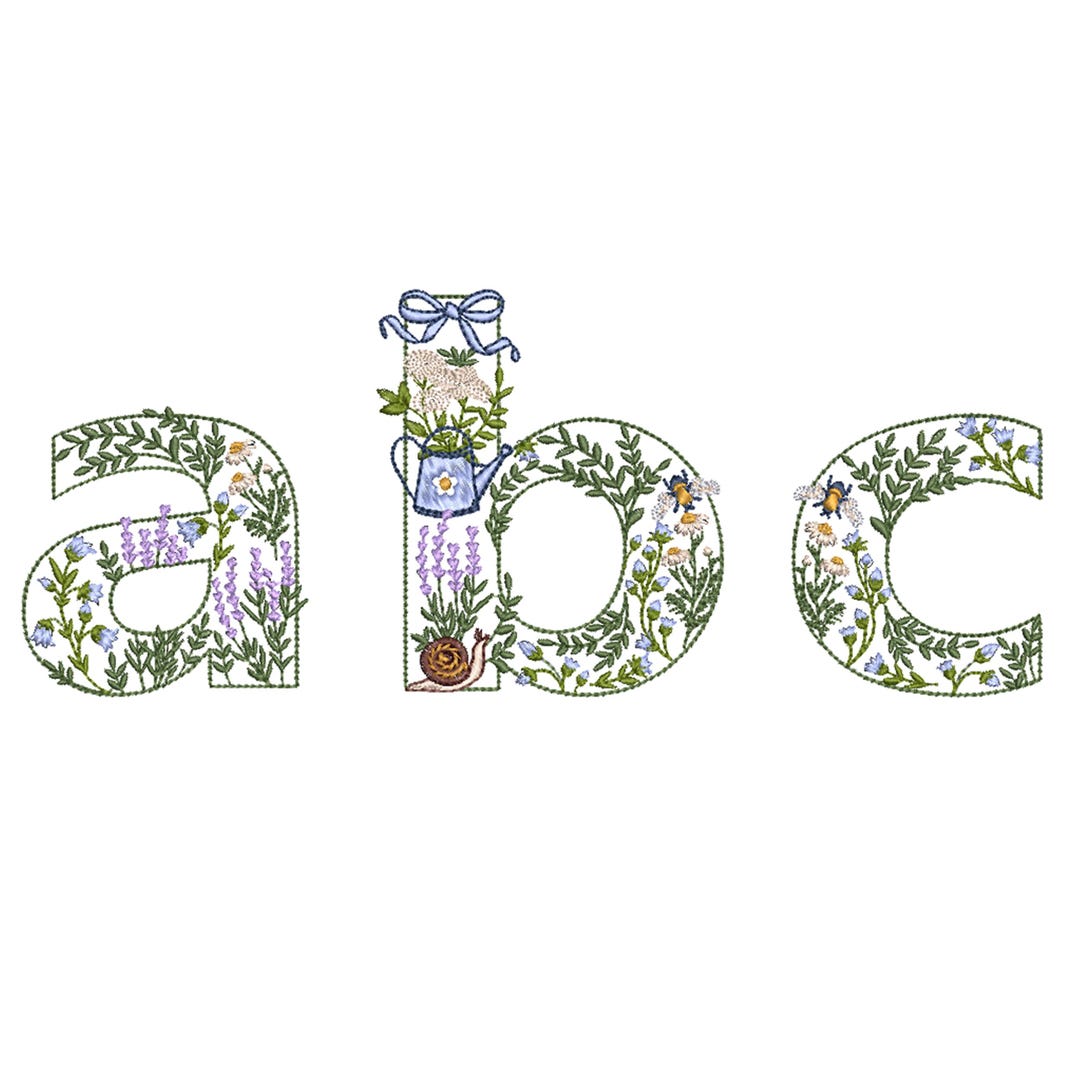 Garden ABC Alphabet Small Letters Machine Embroidery Design, Digital ...