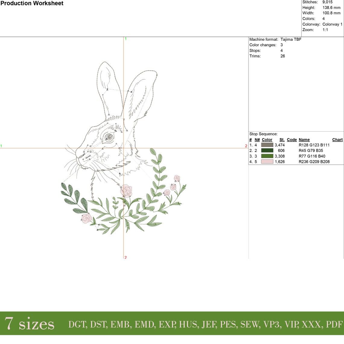 Garden Hare Machine Embroidery Design File, 7 Sizes - Etsy
