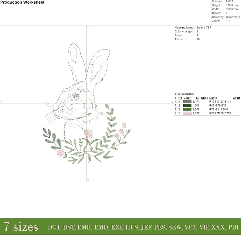 Garden Hare Machine Embroidery Design File, 7 Sizes - Etsy