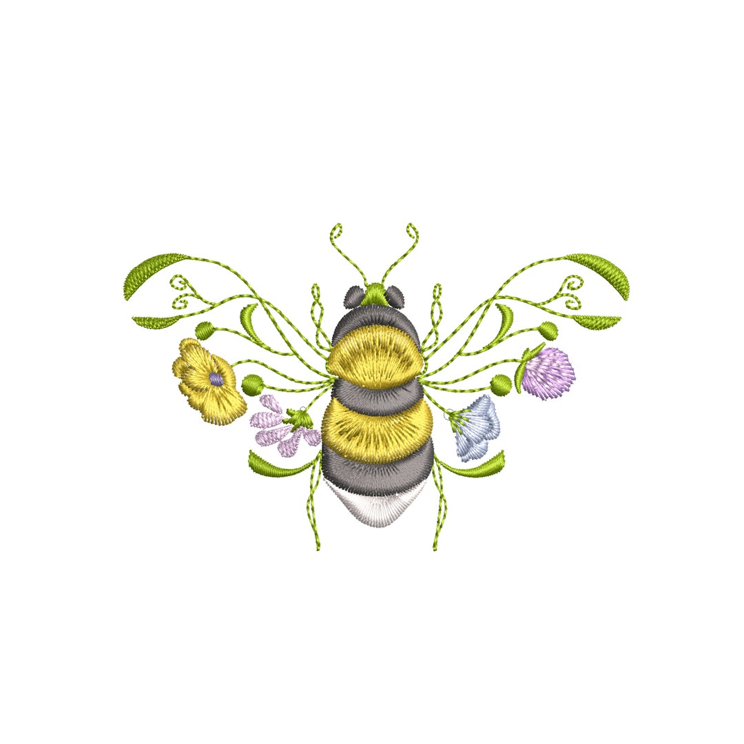 Garden Flower Bee Machine Embroidery Design, 8 Sizes - Etsy