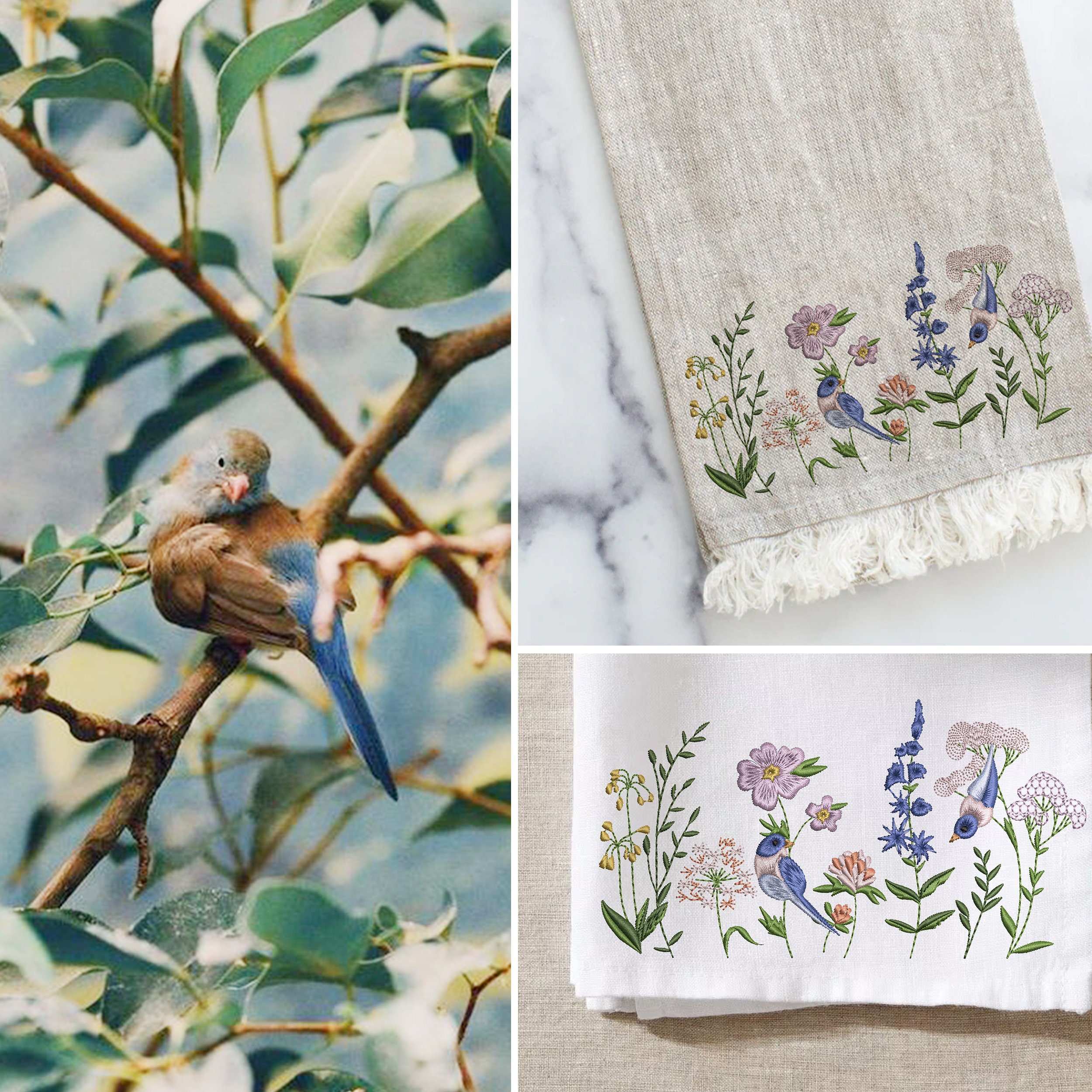 Flower Bird Garden Machine Embroidery Design, 7 Sizes - Etsy