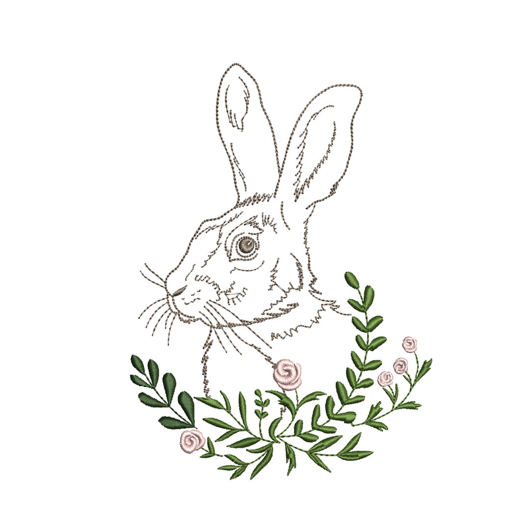 Garden Hare Machine Embroidery Design File, 7 Sizes - Etsy