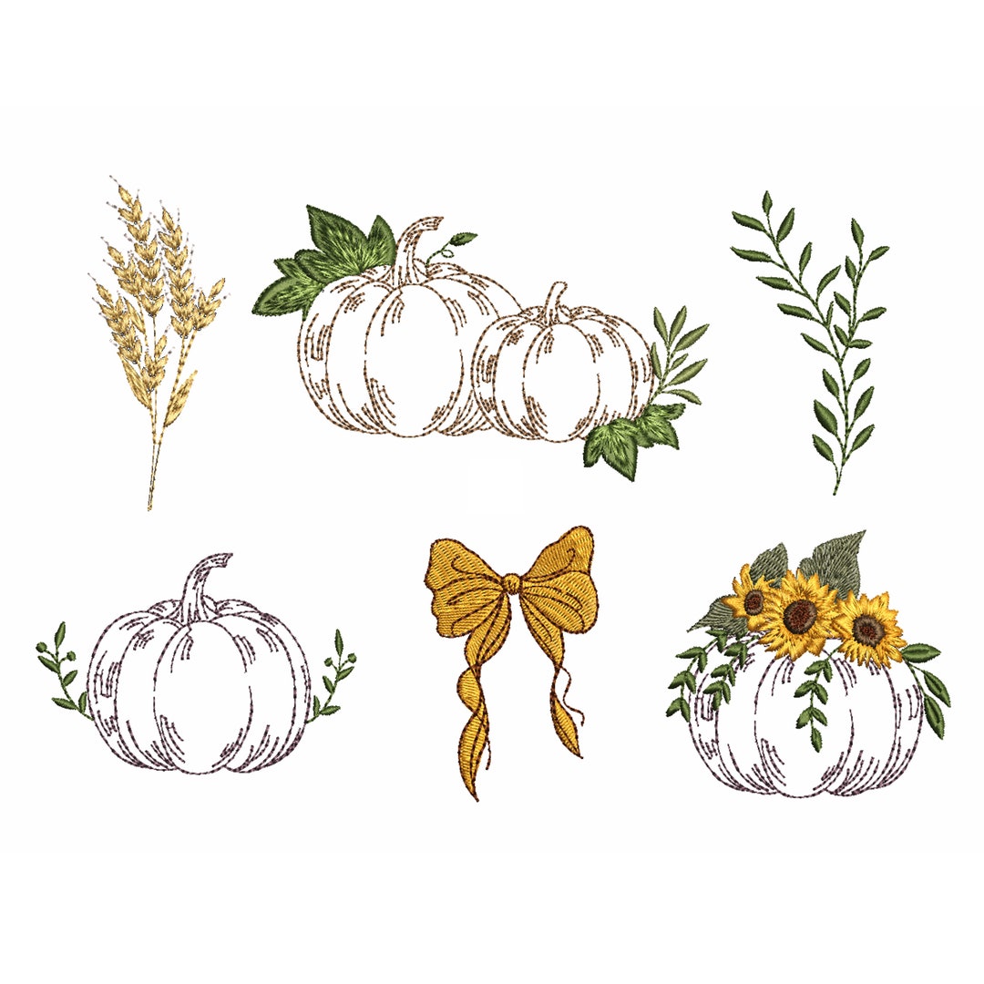 Thanksgiving Collection Machine Embroidery Design Bundle, Pumpkin ...