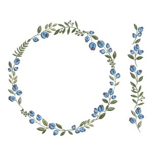 Blueberry Wreath and Border Machine Embroidery Design File, 6 Sizes - Etsy