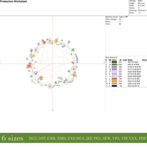 Sparkling Wildflower Wreath and Border Machine Embroidery Design, 6 ...