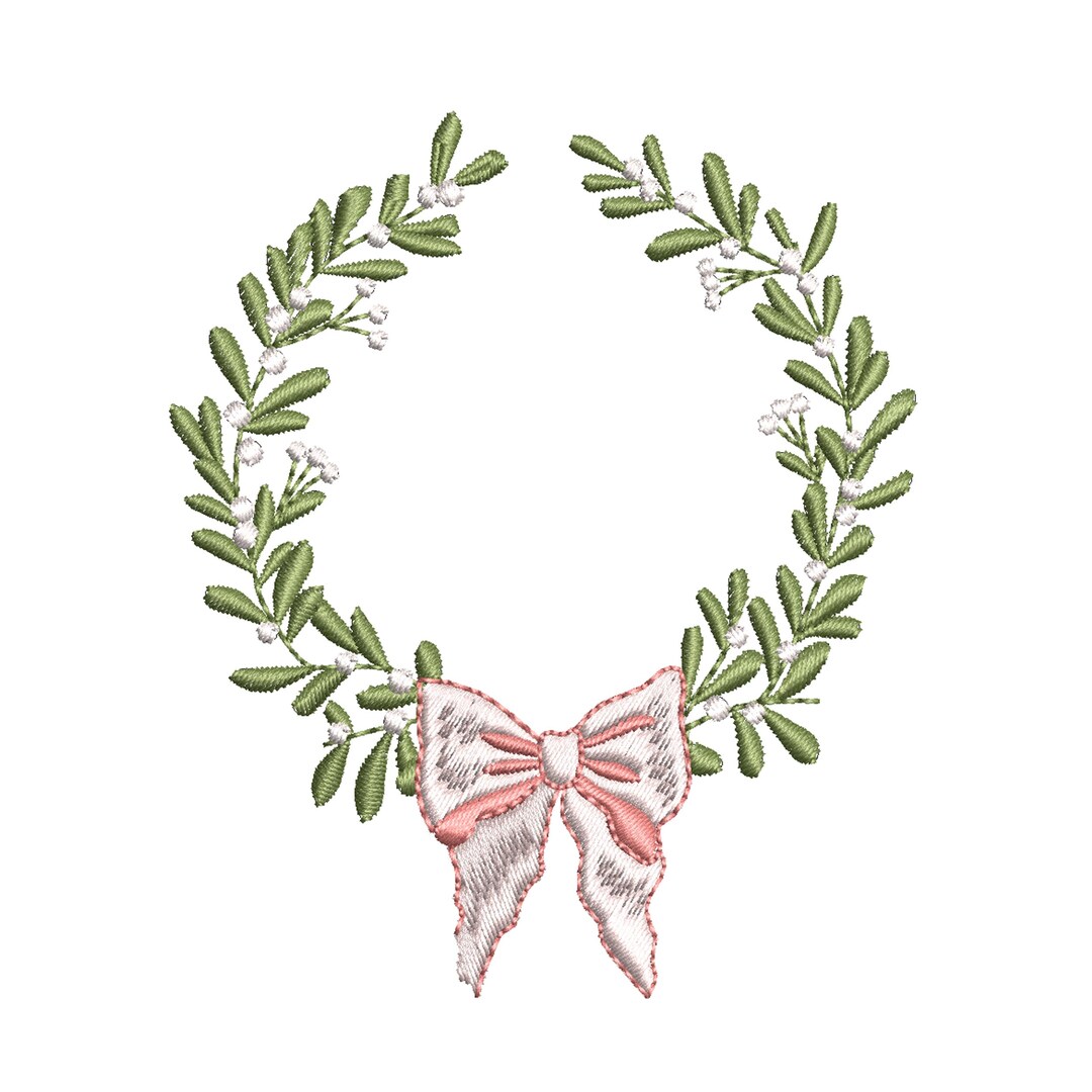 Wedding Monogram Bow Wreath Machine Embroidery Design Zip File, 9 Sizes ...