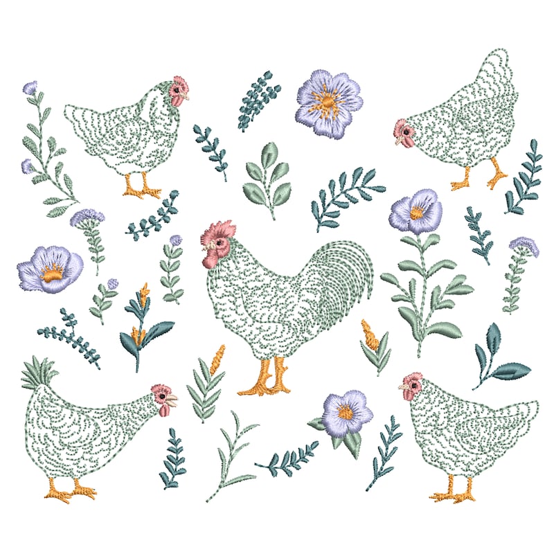 Chicken Embroidery - Etsy