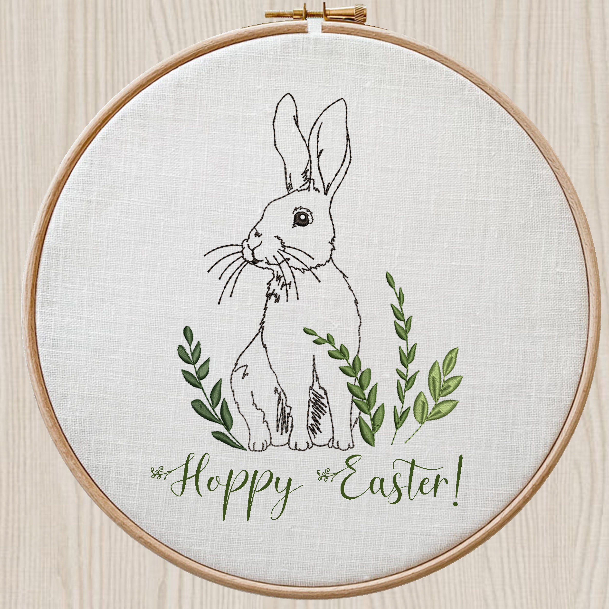 Meadow Hare Machine Embroidery Design File, Easter Bunny Embroidery, 8 ...