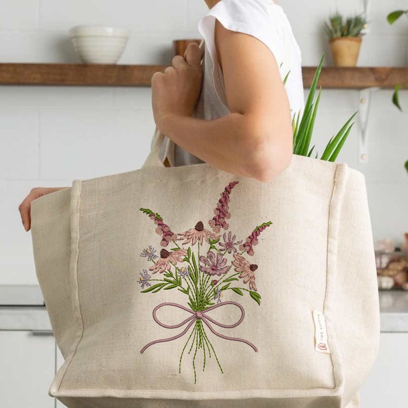 Coneflower and Foxglove Flower Bouquet Machine Embroidery Design, 8 ...
