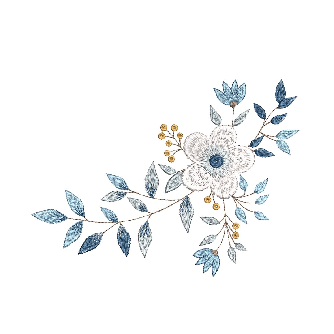 Classic Flower Branch Machine Embroidery Design, Pattern Zip File ...