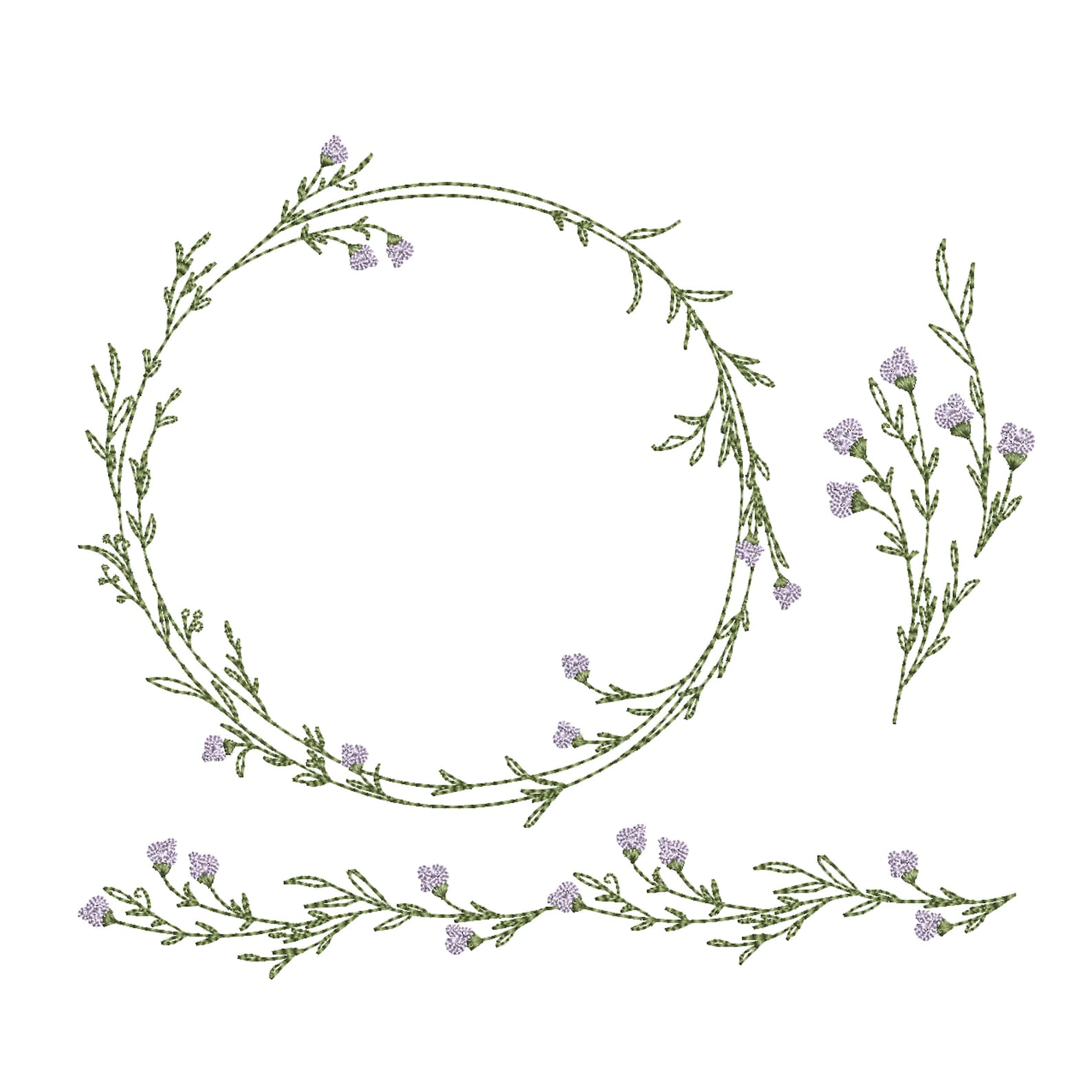 Fine and Airy Garden Wreath Border Machine Embroidery Design Bundle, 5 ...