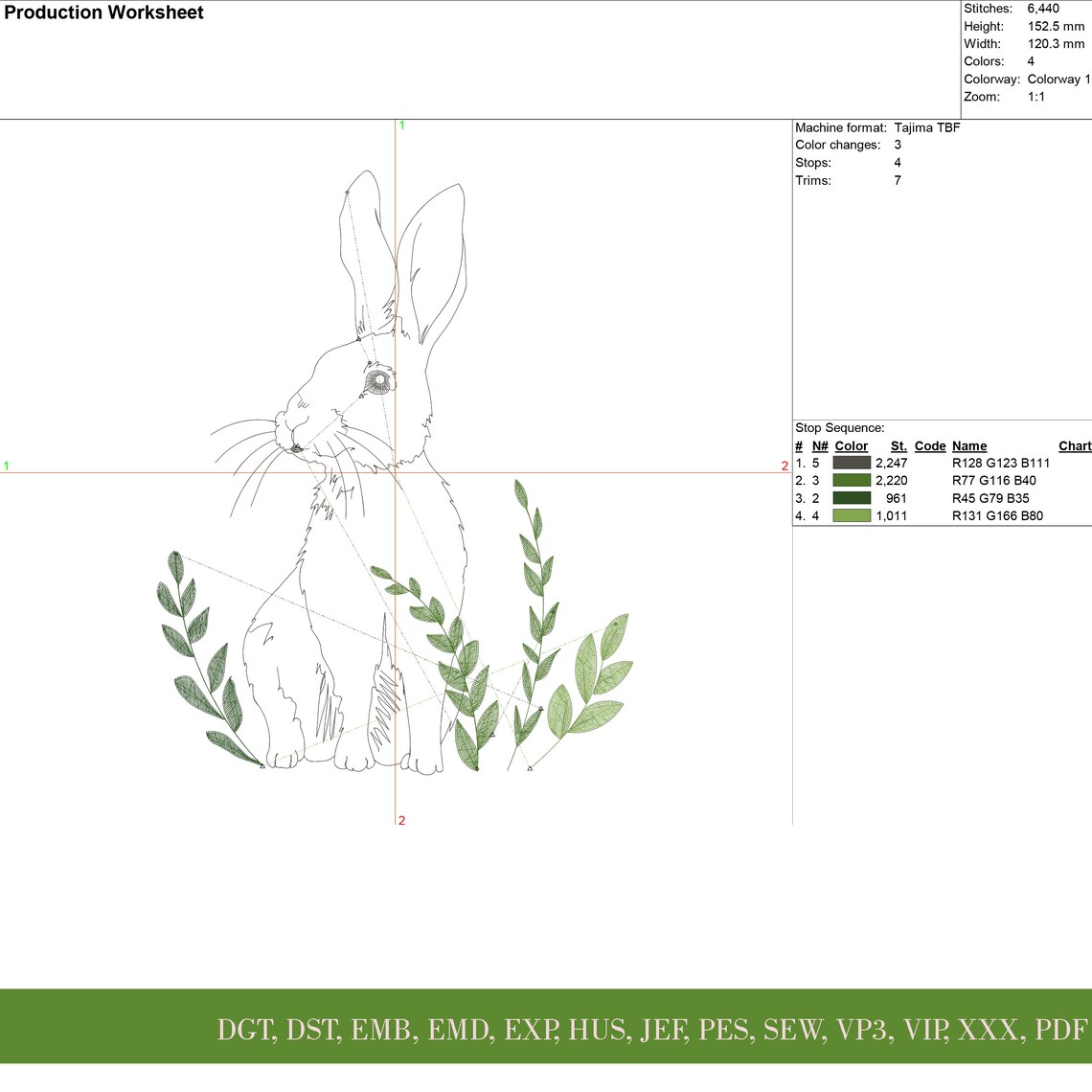 Meadow Hare Machine Embroidery Design File, Easter Bunny Embroidery, 8 ...