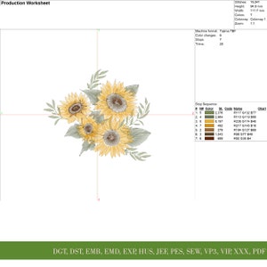 Sunflower Border and Bouquet Machine Embroidery Design File Bundle, 5 ...