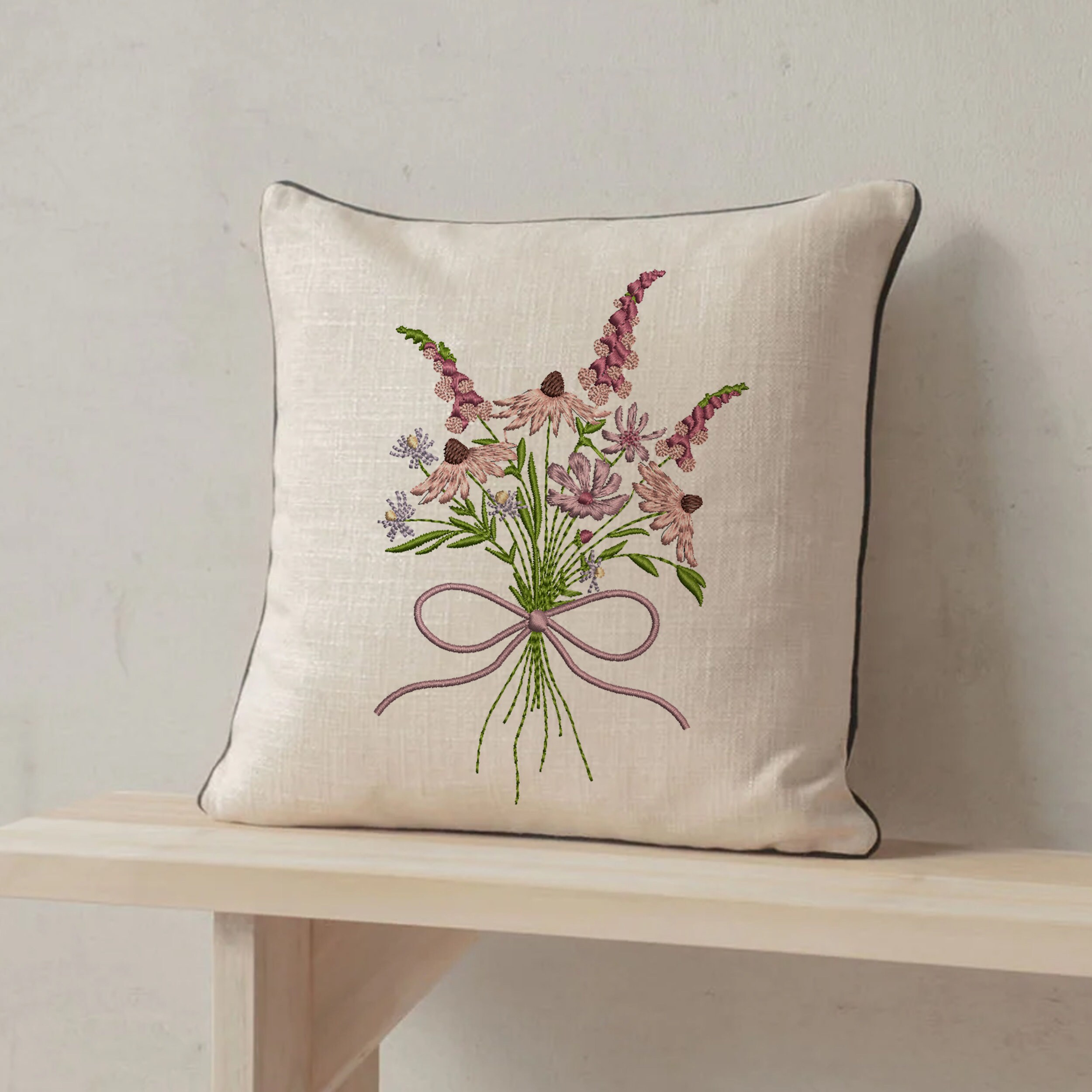 Coneflower and Foxglove Flower Bouquet Machine Embroidery Design, 8 ...