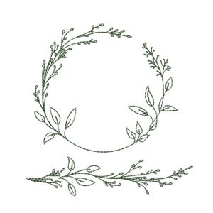 Delicate Natural Wreath and Border Machine Embroidery Design Bundle ...