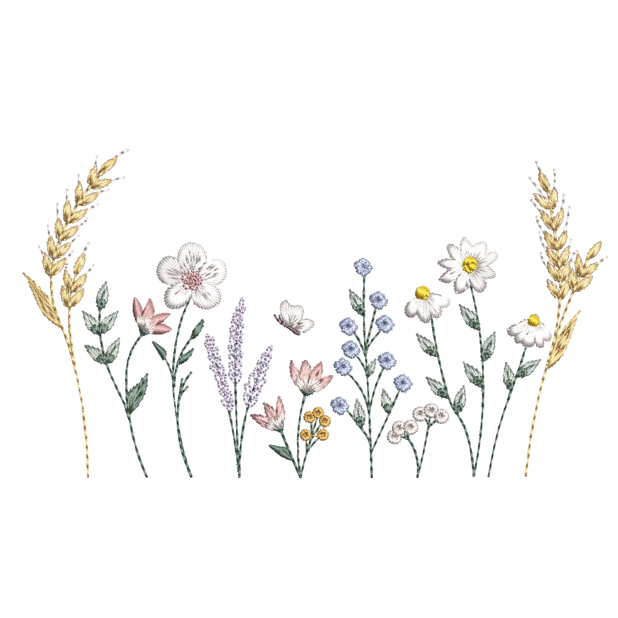 Summer Wildflowers Machine Embroidery Design, Wild Flower Meadow PDF ...