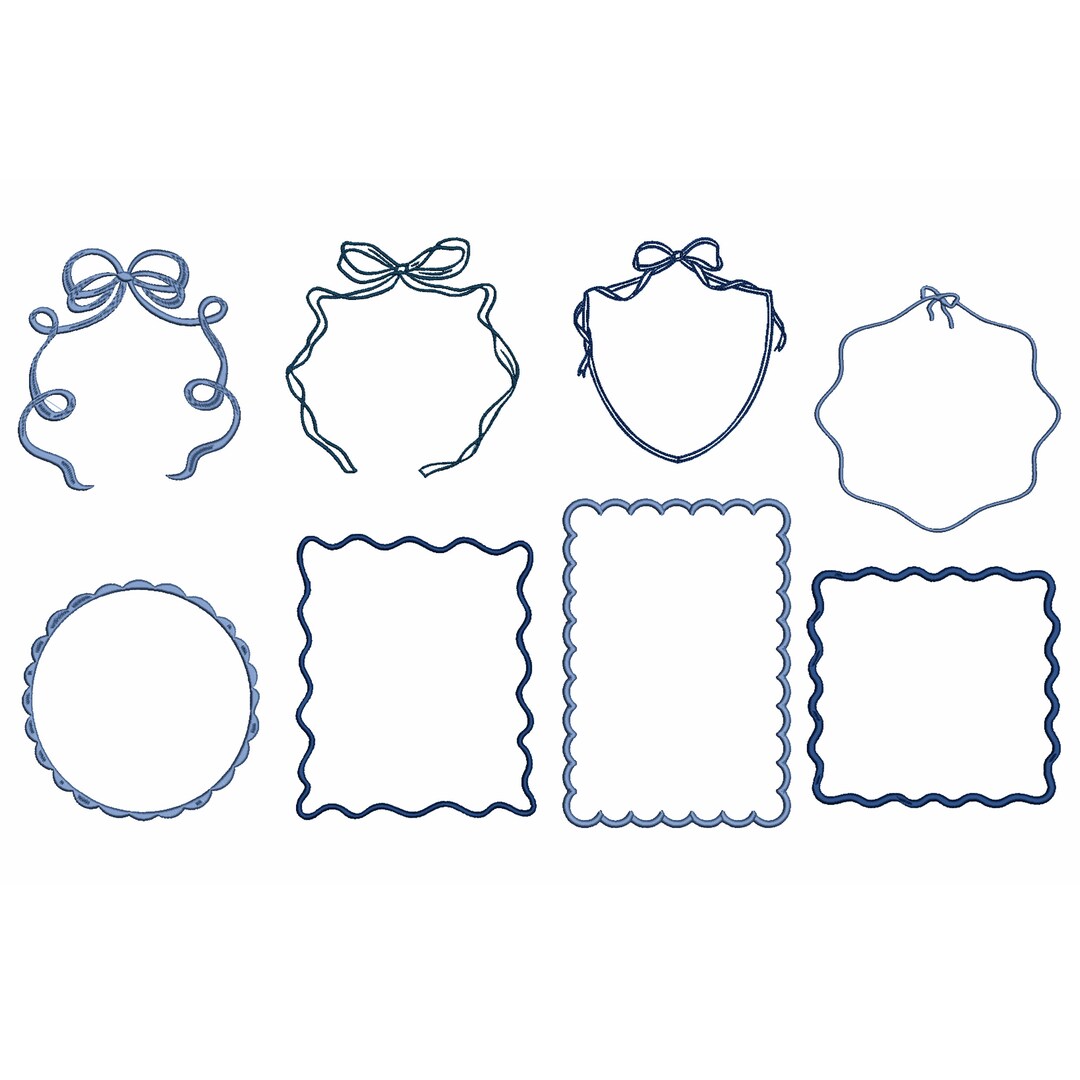 Monogram Bow Scallop Ribbon Wreath Crest Frame Collection Machine ...