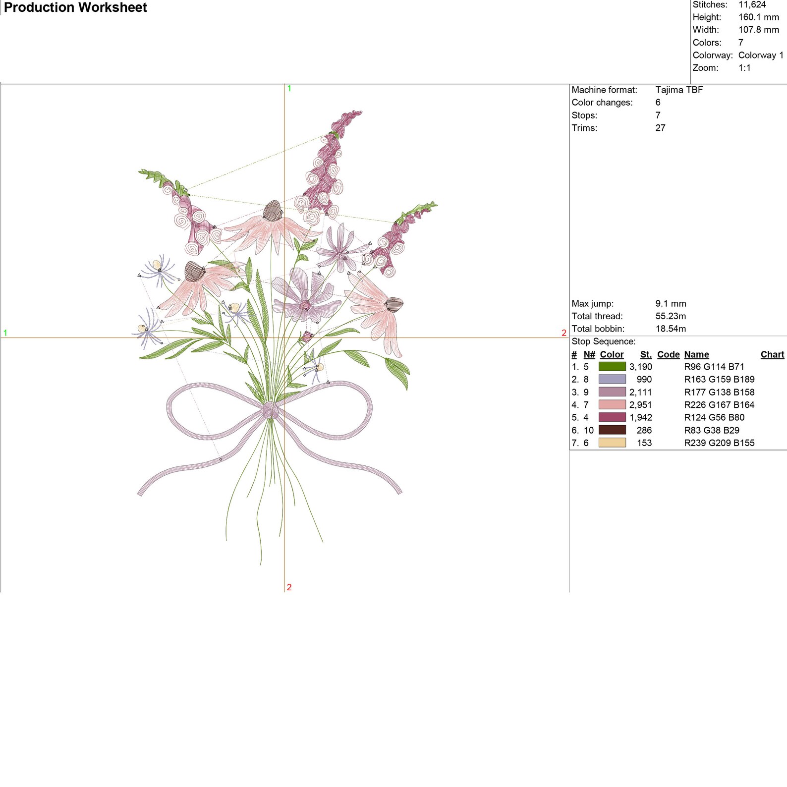 Coneflower and Foxglove Flower Bouquet Machine Embroidery Design, 8 ...