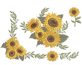Sunflower Embroidery - Etsy