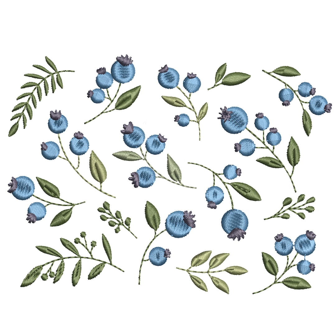16 Blueberry Branches Machine Embroidery Design File, 5 Sizes - Etsy