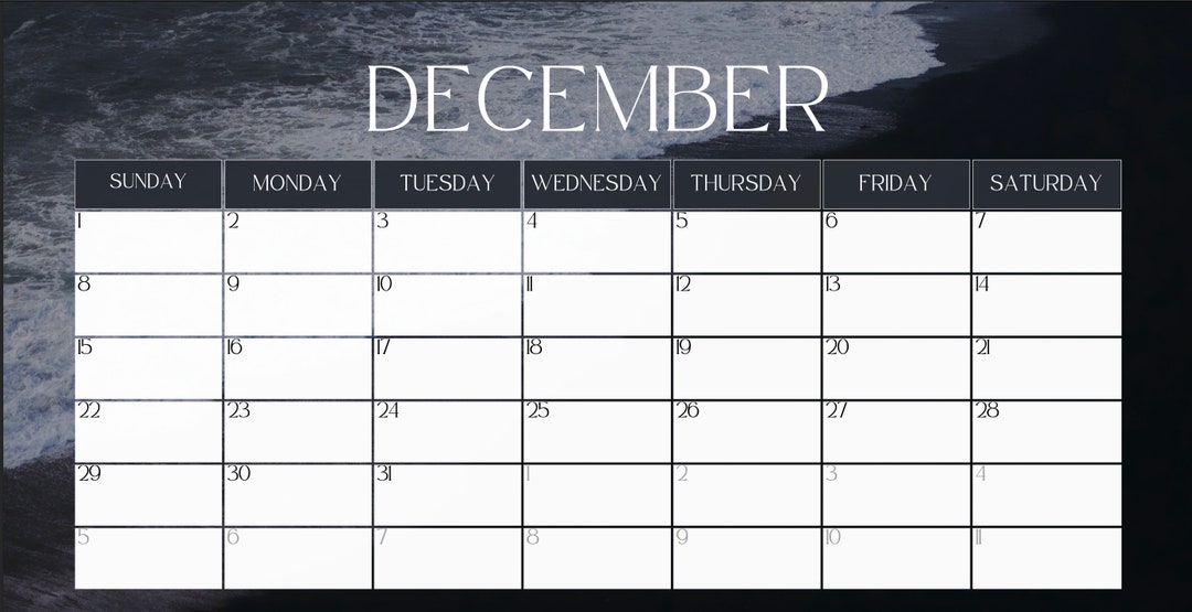 Black and White Monthly Calendar - Etsy