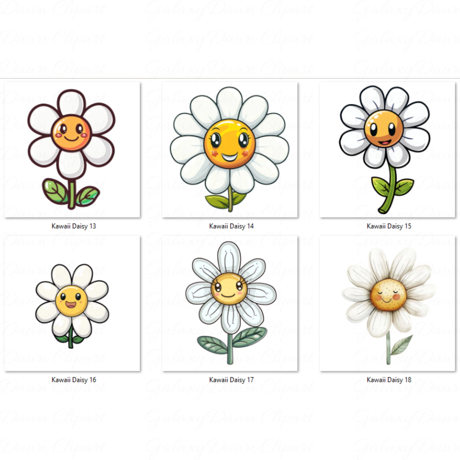Kawaii Daisy Clipart, Cute Smiling Cartoon Flower PNG, Floral Happy ...