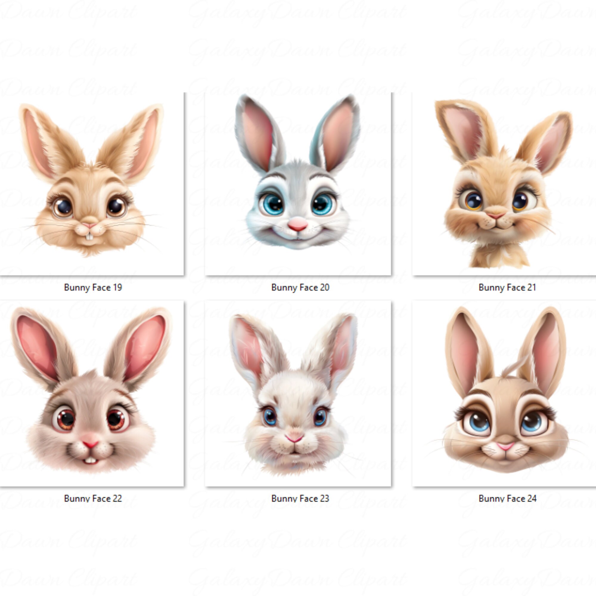 Cute Cartoon Bunny Face Clipart, Cute Cartoon Bunny Face PNG, Bunny ...