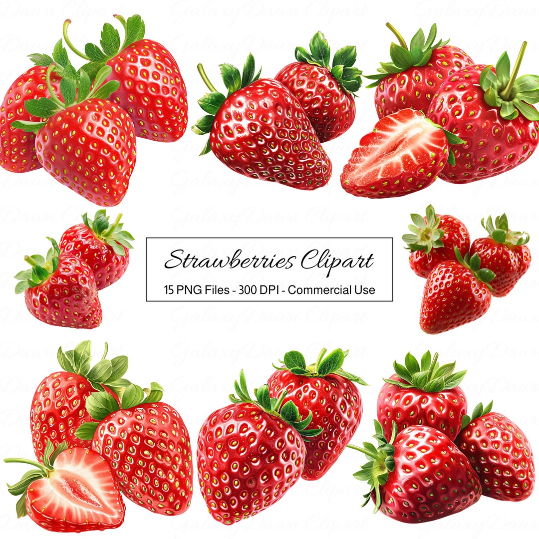 Strawberries Clipart, Strawberry PNG, Fruit Clip Art, Botanical ...