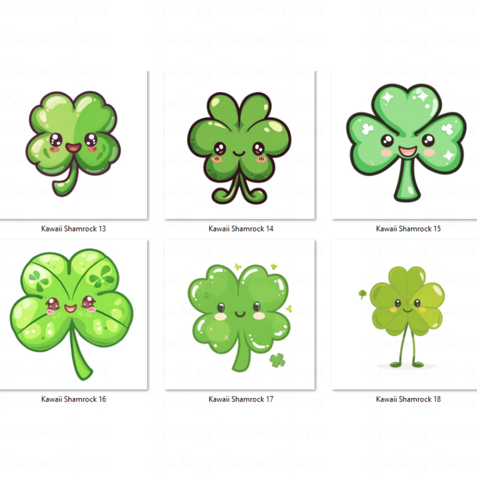 Kawaii Shamrock Clipart, Clover PNG, 4 Four Leaf Clover Clip Art, St ...