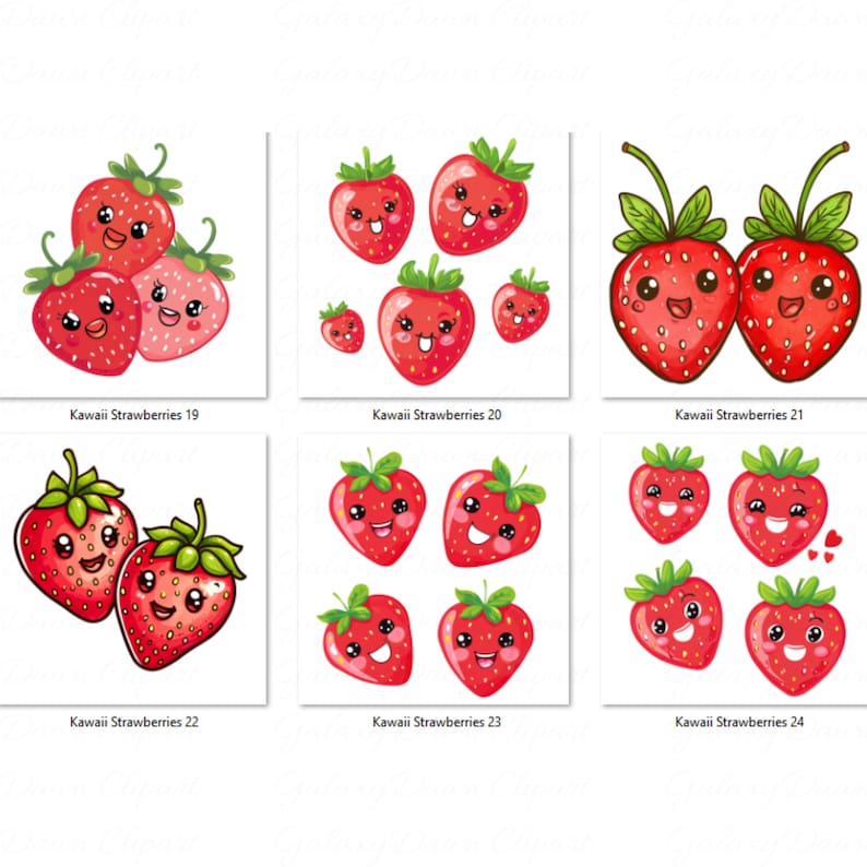 Kawaii Strawberries Clipart, Kawaii Strawberries PNG, Kawaii Clipart ...