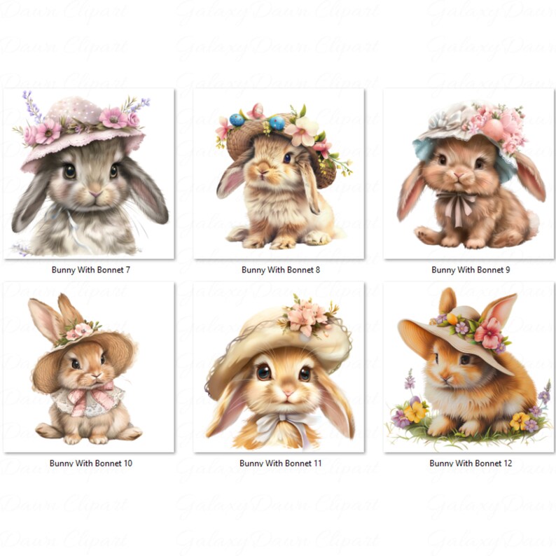 Bunny With Bonnet Clipart, Rabbit Wearing Easter Hat PNG, Spring Clip ...