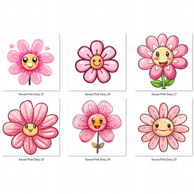 Kawaii Pink Daisy Clipart, Cute Cartoon Flower PNG, Floral Happy Face ...