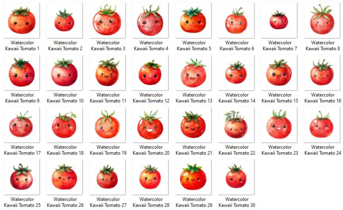 Watercolor Kawaii Tomato Clipart, Cute Cartoon Vegetable PNG, Happy ...