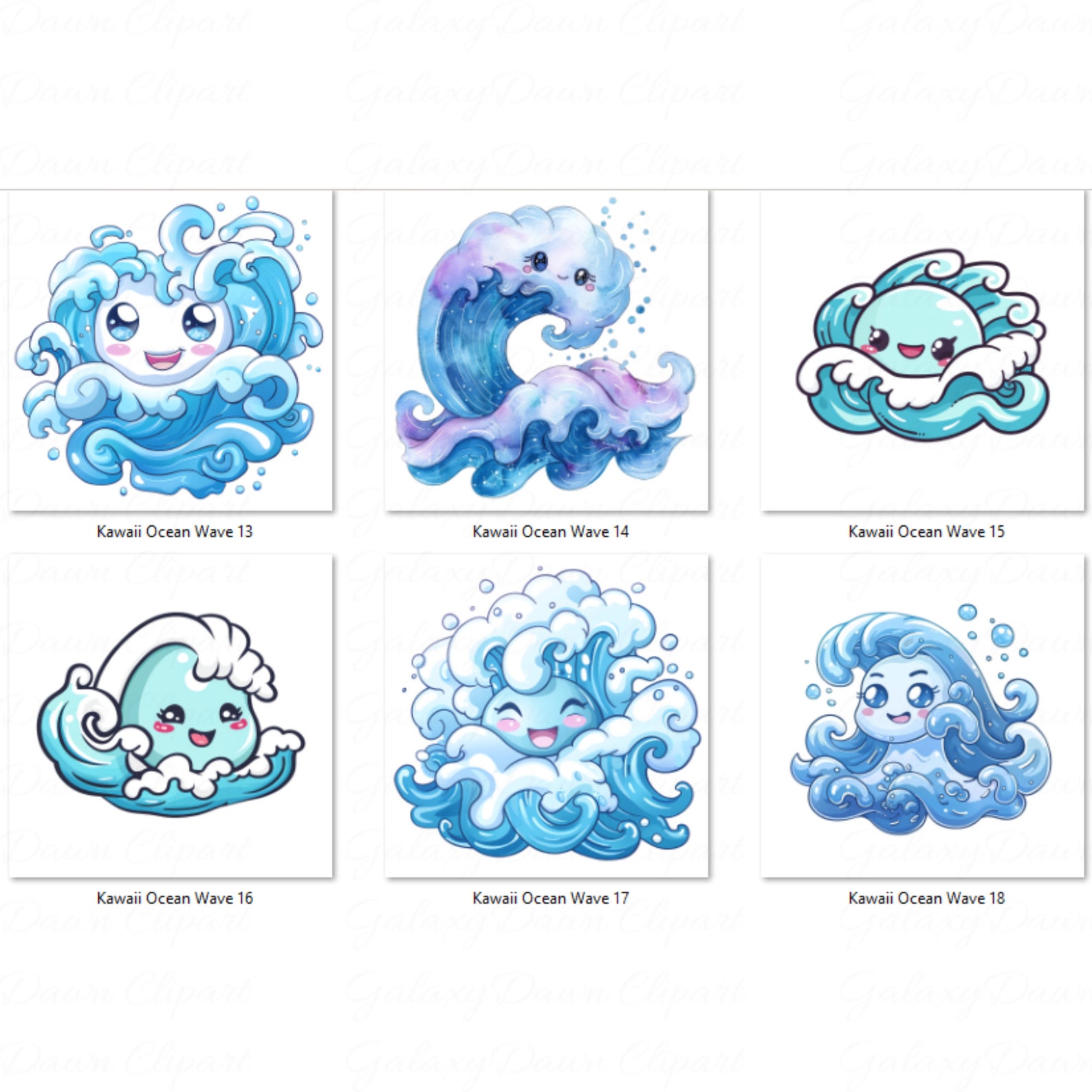 Kawaii Ocean Wave Clipart, Cute Cartoon Tropical Sea PNG, Summer ...