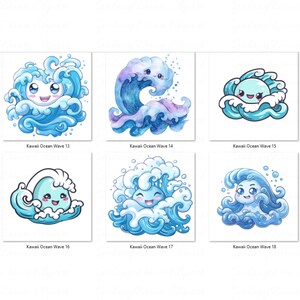 Kawaii Ocean Wave Clipart, Cute Cartoon Tropical Sea PNG, Summer ...