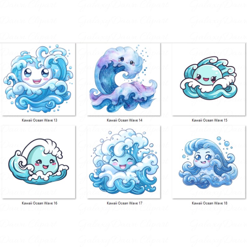 Kawaii Ocean Wave Clipart, Cute Cartoon Tropical Sea PNG, Summer ...
