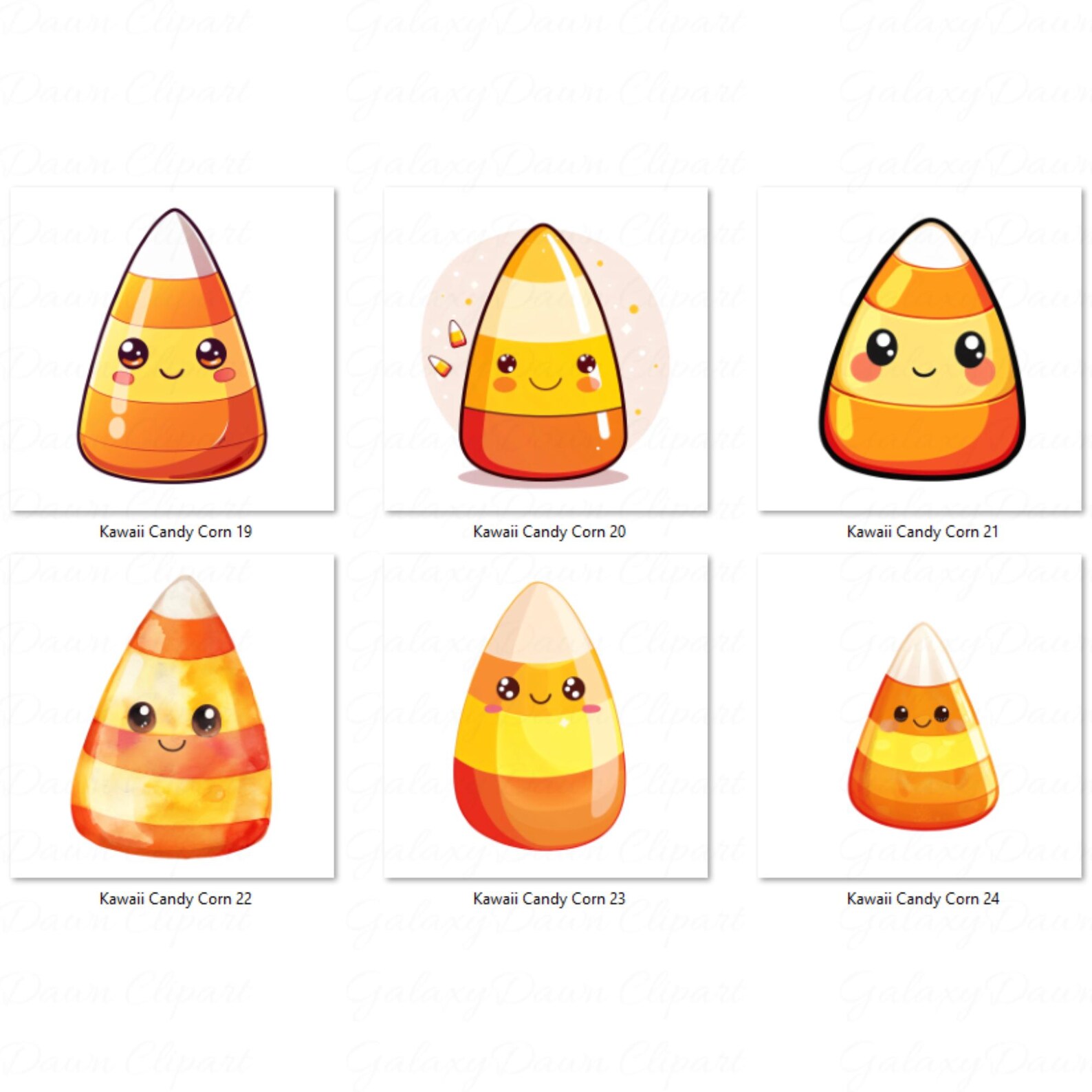 Kawaii Candy Corn Clipart, Cute Cartoon Halloween Faces PNG, Fall ...