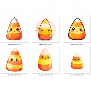 Kawaii Candy Corn Clipart, Cute Cartoon Halloween Faces PNG, Fall ...