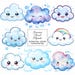 Kawaii Cloud Clipart, Cute Cartoon Weather PNG, Happy Smiling Celestial ...
