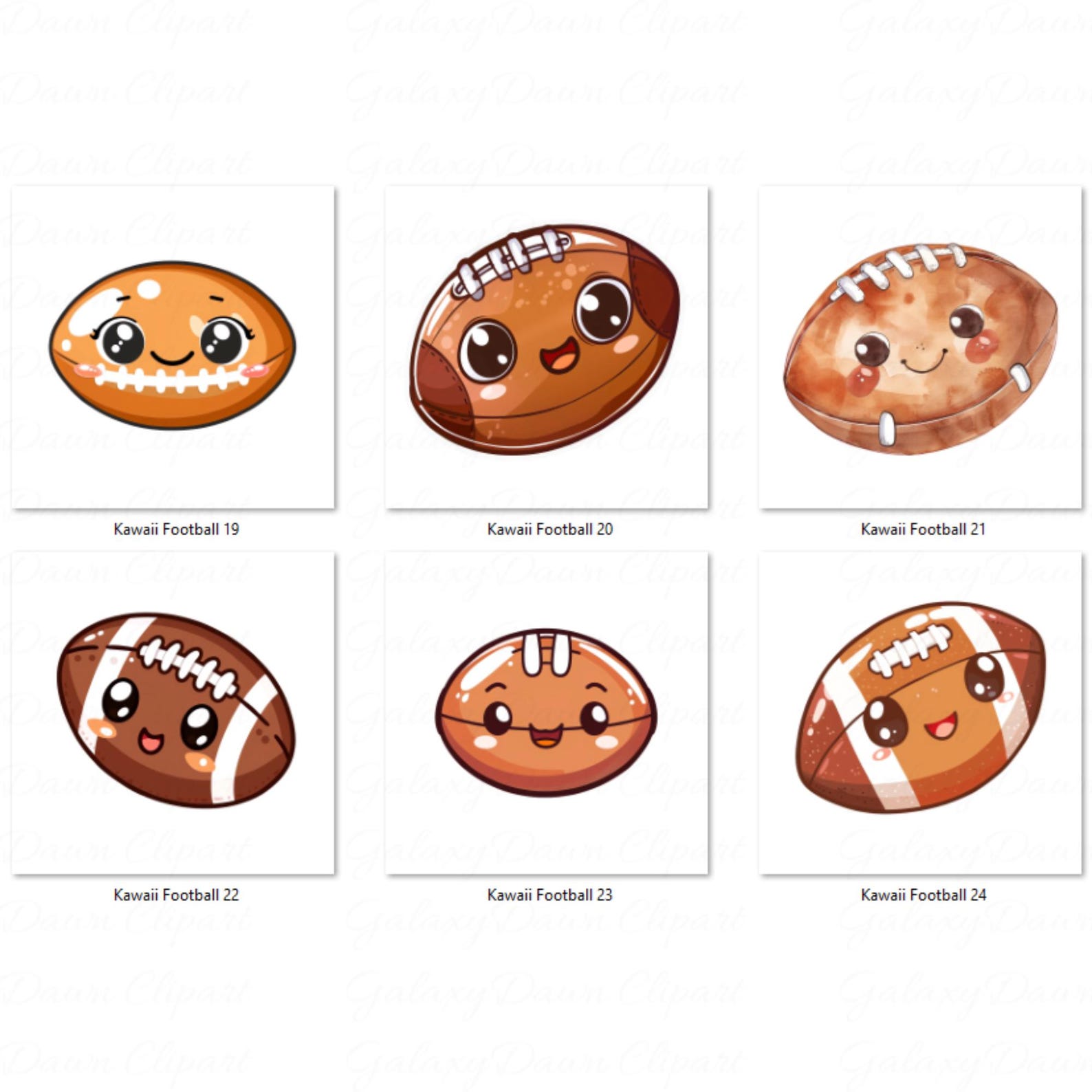 Kawaii Football Clipart, Cute Cartoon American Sports Ball PNG, Happy ...