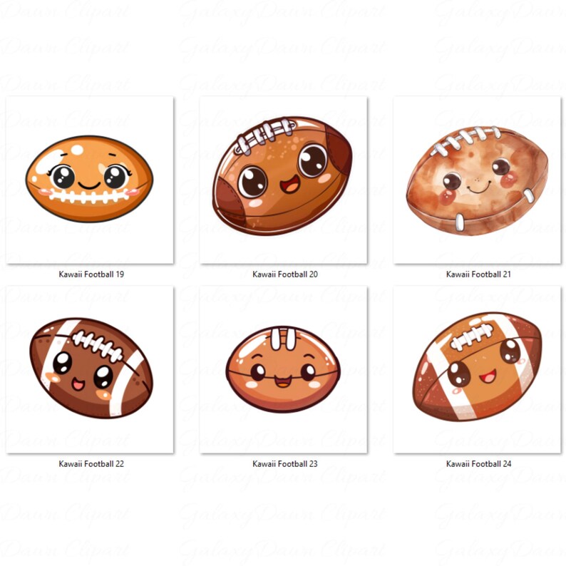Kawaii Football Clipart, Cute Cartoon American Sports Ball PNG, Happy ...