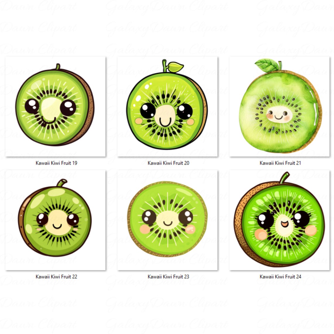 Kawaii Kiwi Fruit Clipart, Cute Cartoon Smiling Fruit Face PNG ...