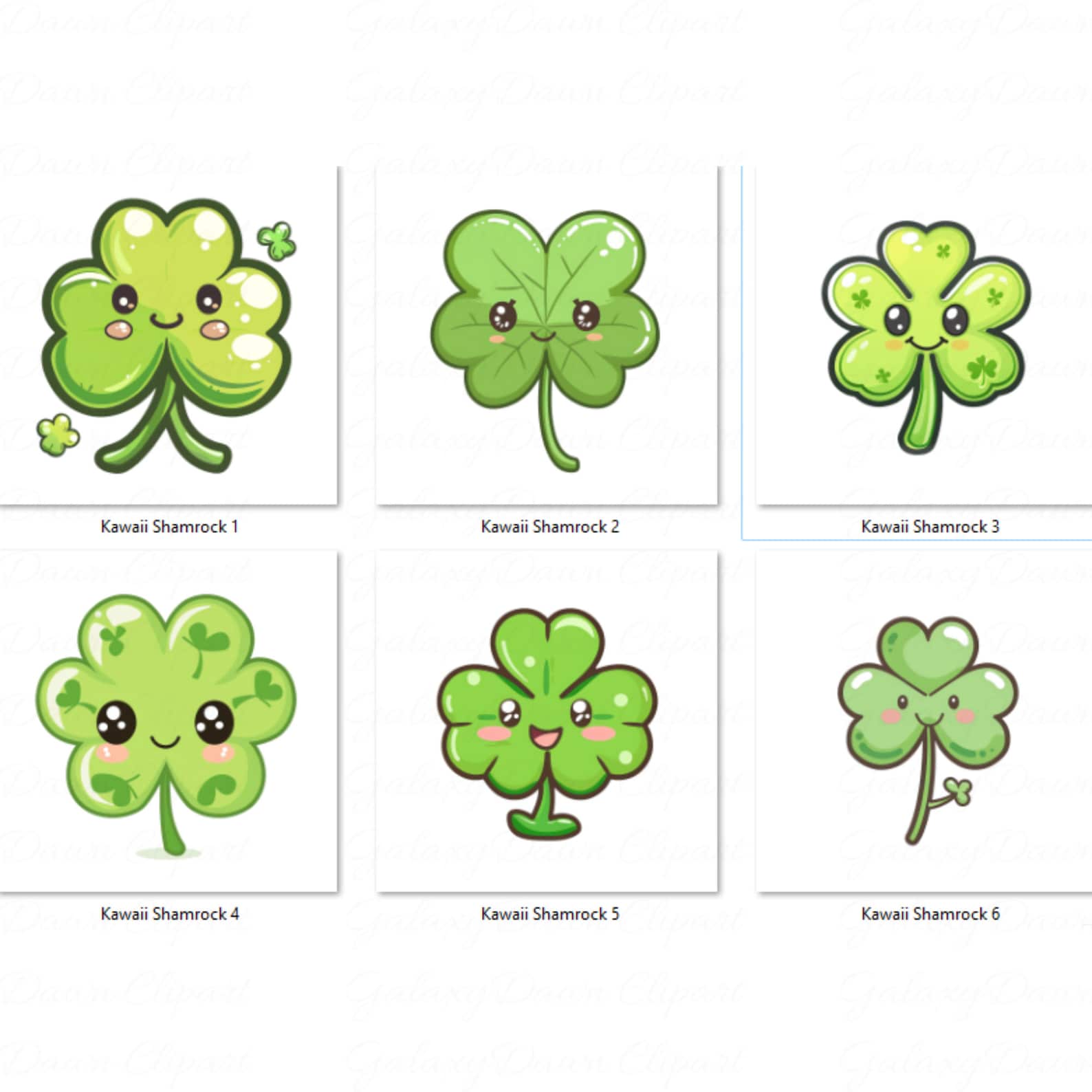 Kawaii Shamrock Clipart, Clover PNG, 4 Four Leaf Clover Clip Art, St ...