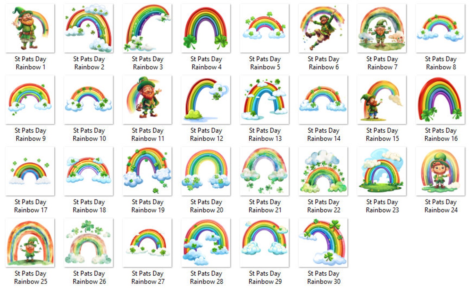 St Patricks Day Rainbow Clipart, Leprechaun PNG, Shamrock Clip Art, 4 ...