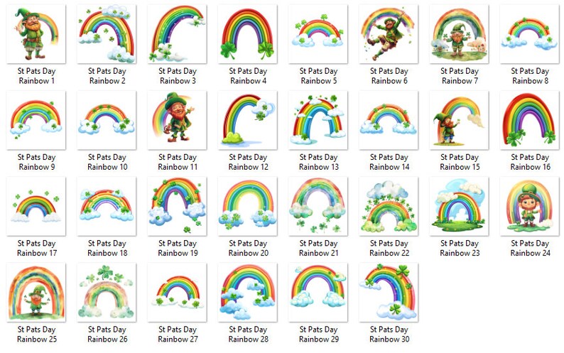 St Patricks Day Rainbow Clipart, Leprechaun PNG, Shamrock Clip Art, 4 ...