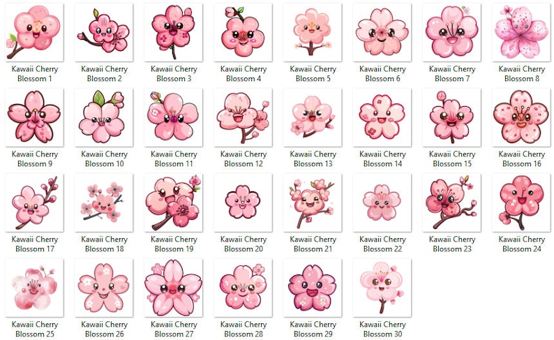 Kawaii Cherry Blossom Clipart, Cute Cartoon Sakura PNG, Flower Tree ...