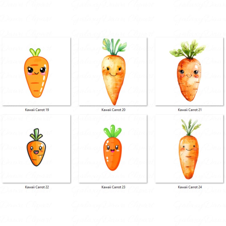 Kawaii Carrot Clipart, Cute Cartoon Vegetable PNG, Happy Smiling Food ...