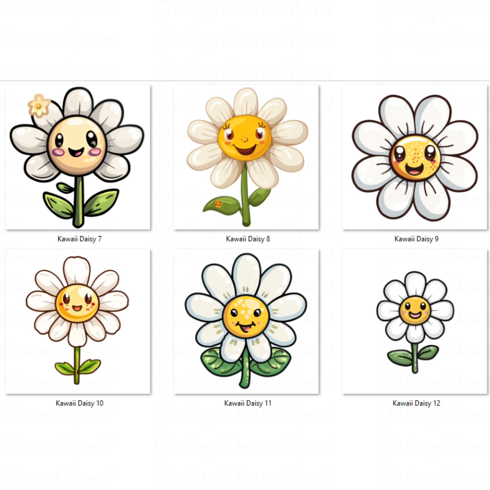 Kawaii Daisy Clipart, Cute Smiling Cartoon Flower PNG, Floral Happy ...