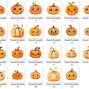 Kawaii Pumpkin Clipart, Cute Cartoon Fall Autumn PNG, Halloween ...