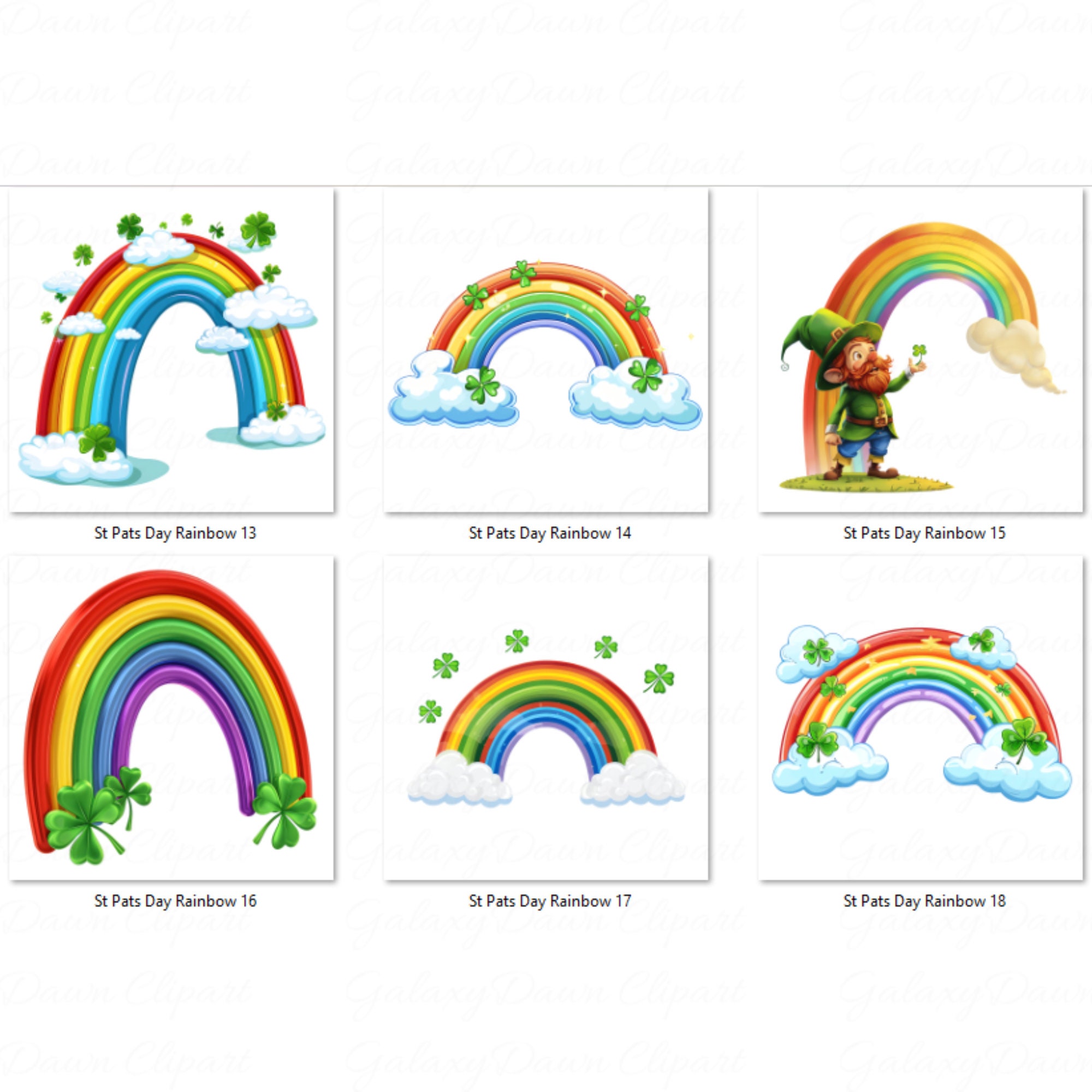 St Patricks Day Rainbow Clipart, Leprechaun PNG, Shamrock Clip Art, 4 ...